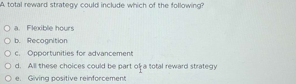 Solved A total reward strategy could include which of the | Chegg.com