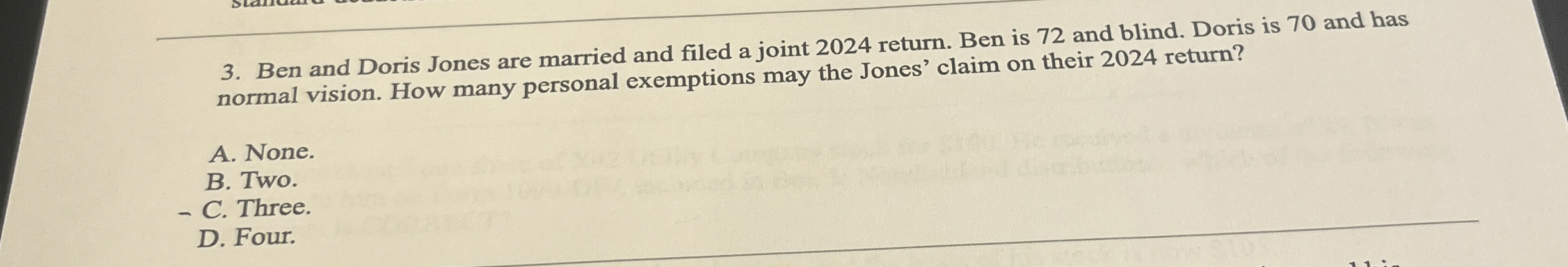 Solved Ben and Doris Jones are married and filed a joint | Chegg.com