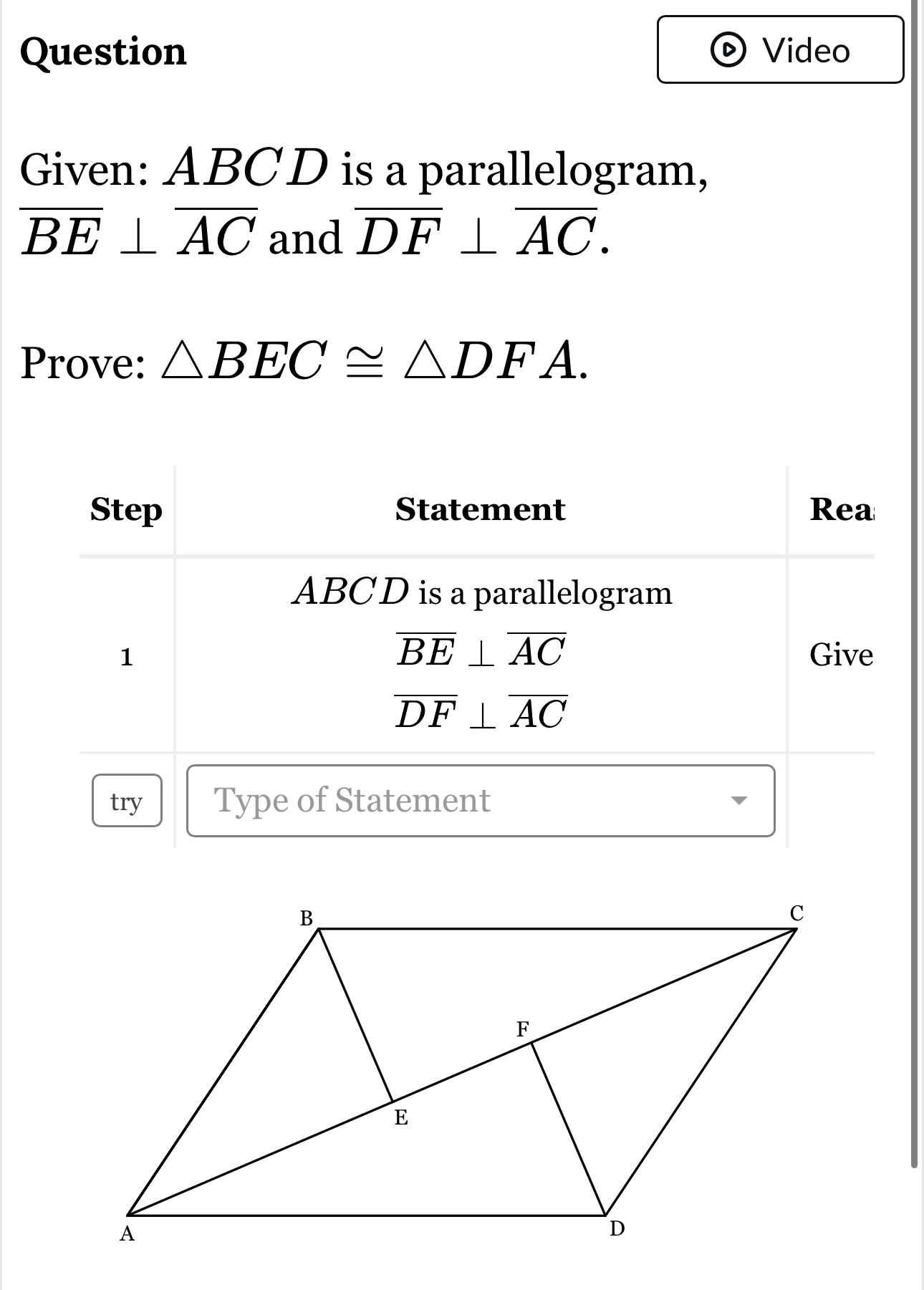 Solved QuestionVideoGiven: ABCD is a parallelogram, |)??bar | Chegg.com