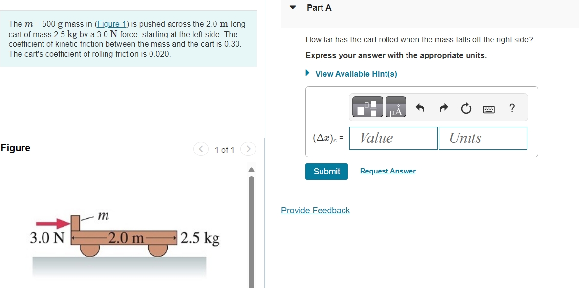 Part AThe m=500g ﻿mass in (Figure 1) ﻿is pushed | Chegg.com