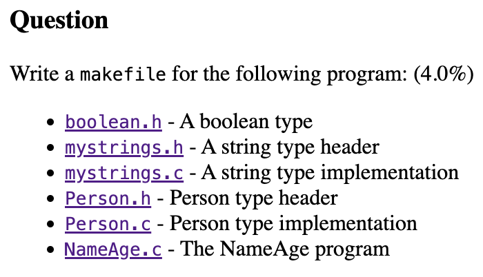Solved QuestionWrite a makefile for the following program: | Chegg.com