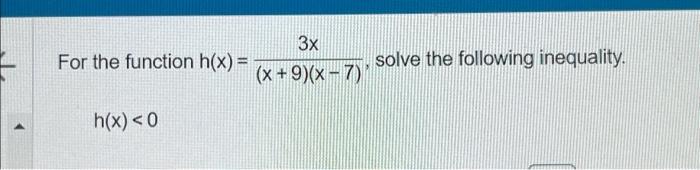 Solved For the function h(x) = h(x)
