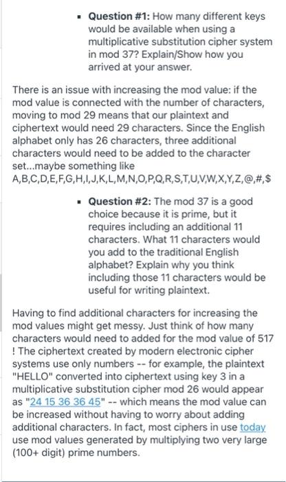 Solved . Question #1: How many different keys would be | Chegg.com