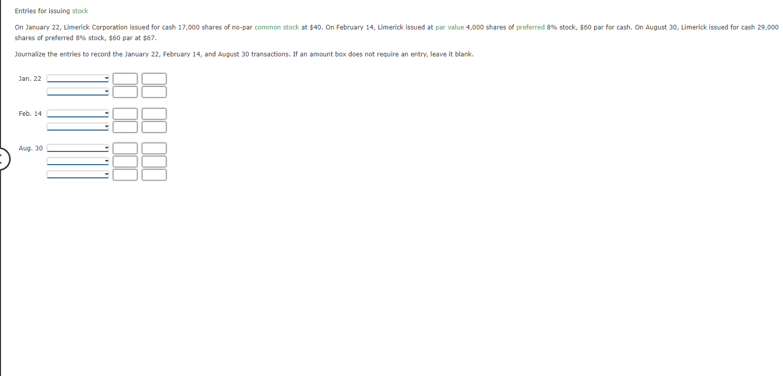 Solved Entries for issuing stock shares of preferred 8% | Chegg.com