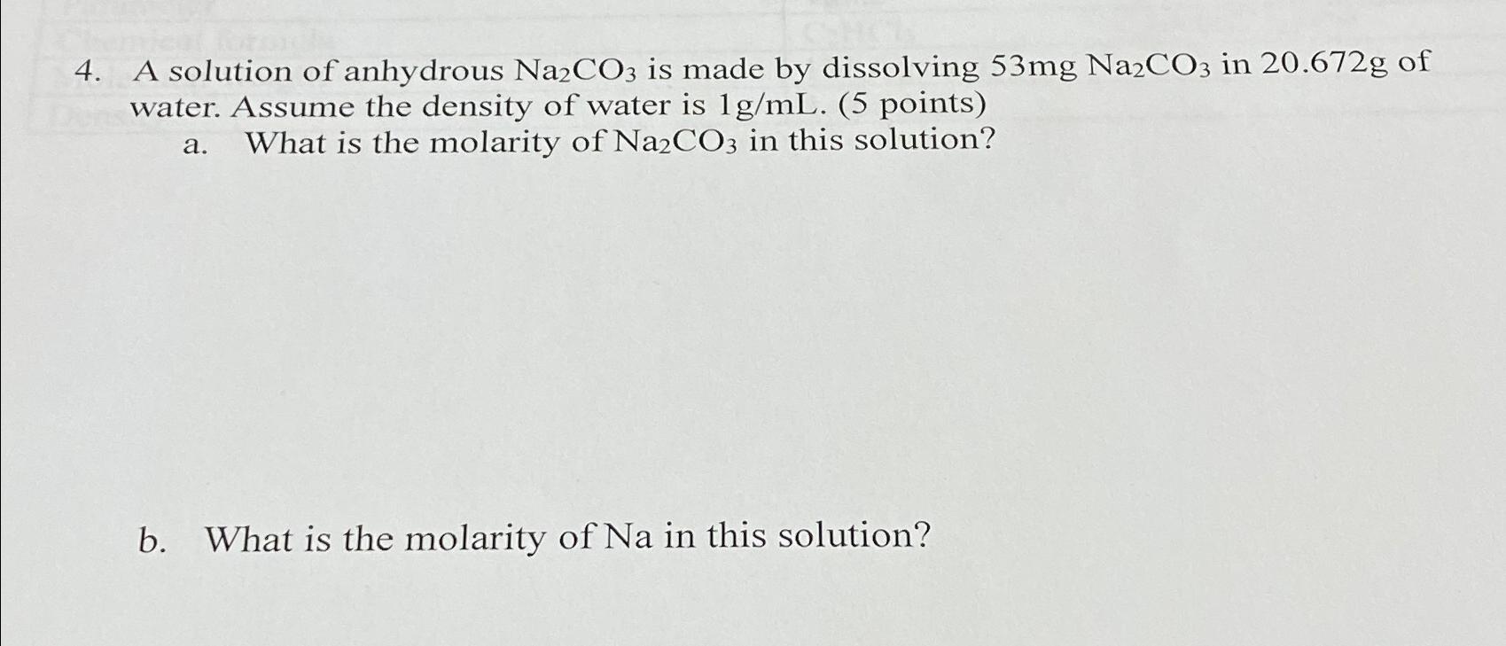 Solved A solution of anhydrous Na_(2)CO_(3) is made by | Chegg.com
