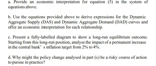 Solved 9. The Dynamic Aggregate Demand and Supply model | Chegg.com