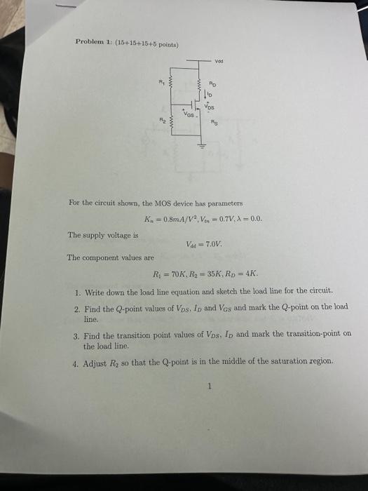 Problem 1: (15+15+15+5 poits ) For the circuit shown, | Chegg.com Problem 1: (15+15+15+5 poits ) For the circuit shown, | Chegg.com