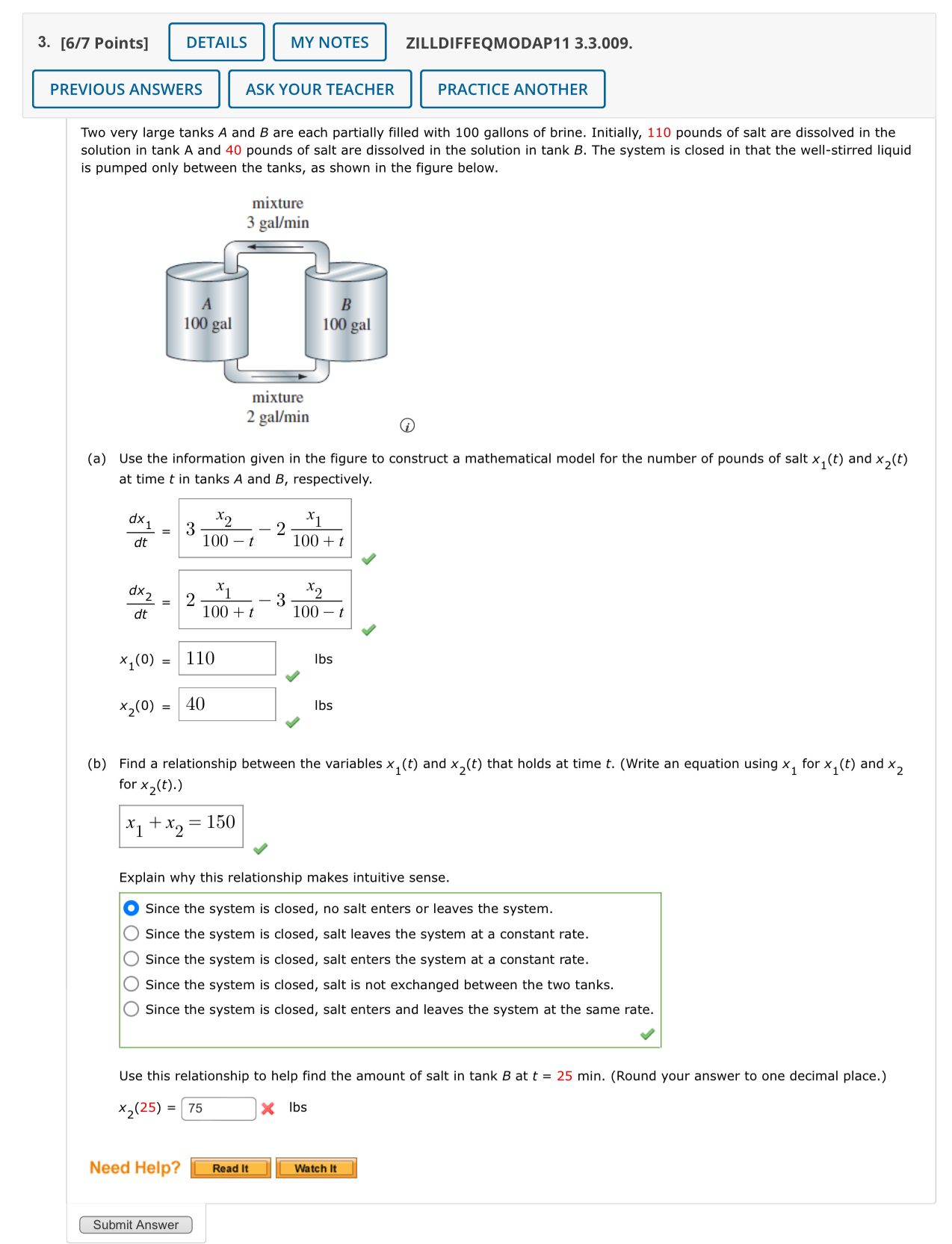 Solved Points]ZILLDIFFEQMODAP11 3.3.009.Two very large tanks | Chegg.com
