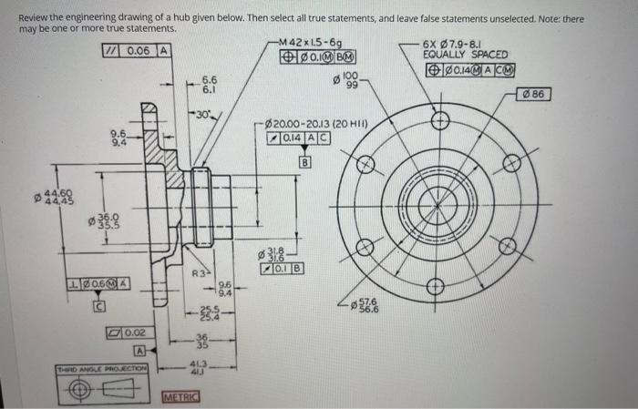 Solved Review the engineering drawing of a hub given below. | Chegg.com
