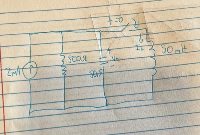 Solved initial capacitor voltage after switching Vc?final | Chegg.com