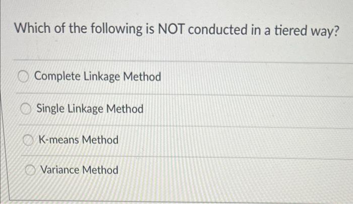 Solved Which of the following is NOT conducted in a tiered | Chegg.com