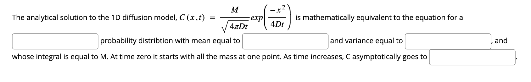 Solved The analytical solution to ﻿the 1D ﻿diffusion model, | Chegg.com