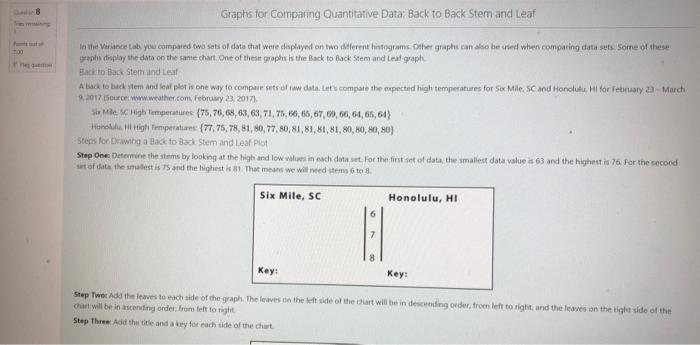 Solved 8 Graphs for comparing Quantitative Data: Back to | Chegg.com