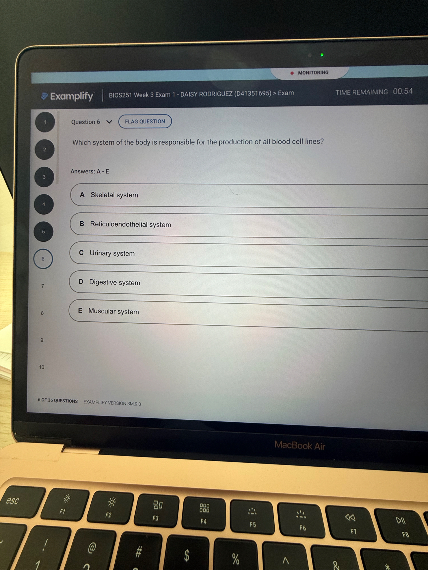 Solved MONITORINGExamplifyBIOS251 ﻿Week 3 ﻿Exam 1 - ﻿DAISY | Chegg.com