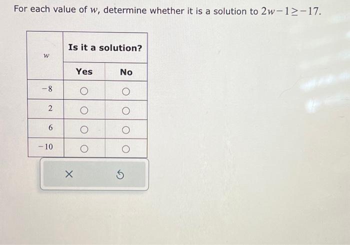 Solved For each value of w, determine whether it is a | Chegg.com