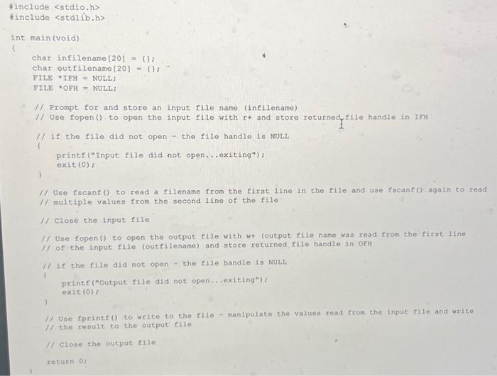 Solved This is in C please just finish the code with what | Chegg.com