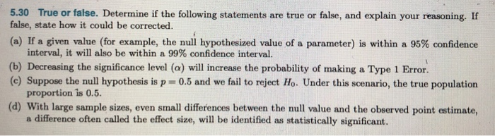 Solved 5.30 True or false. Determine if the following | Chegg.com