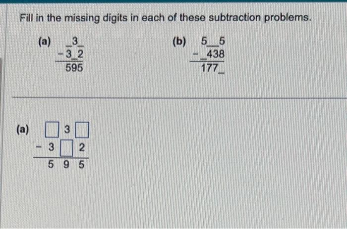 Solved Fill in the missing digits in each of these | Chegg.com