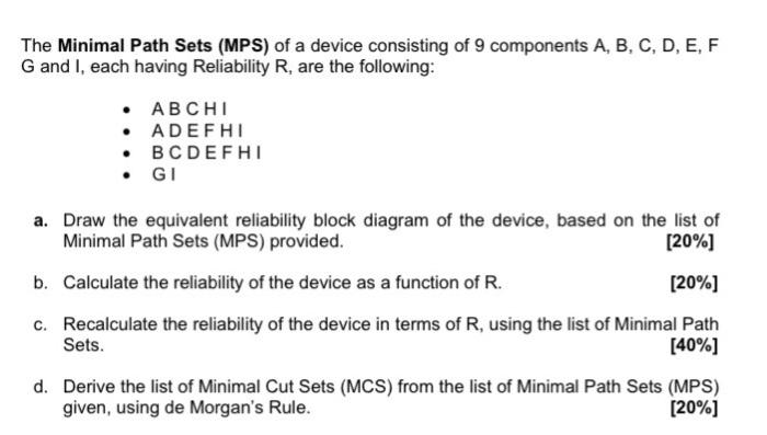 Solved The Minimal Path Sets (MPS) of a device consisting of | Chegg.com