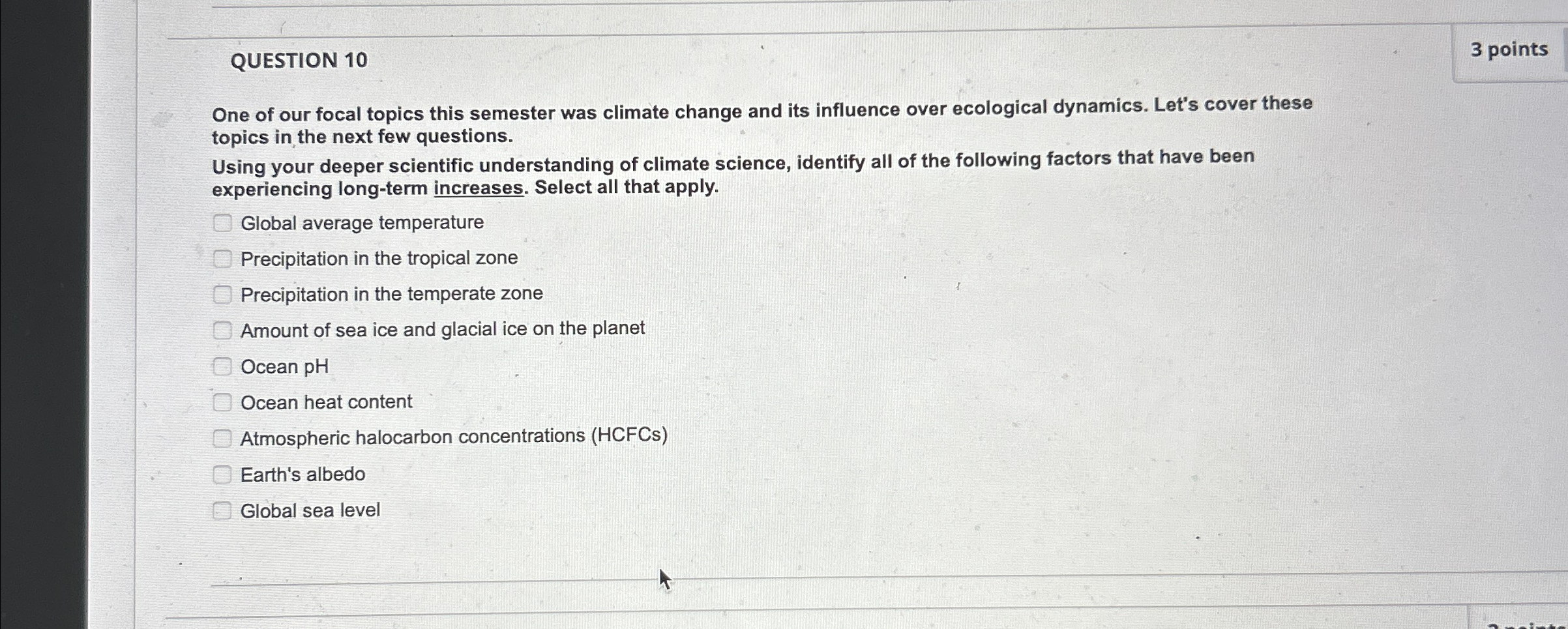 Solved QUESTION 103 ﻿pointsOne of our focal topics this | Chegg.com