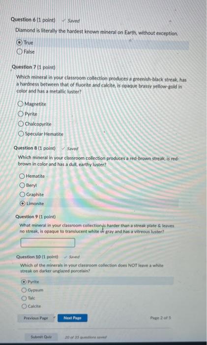 Solved Your sample of fluorite is closest in color \& luster | Chegg.com