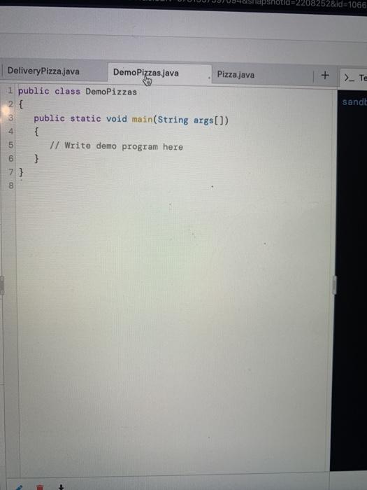 Solved Create A Class Named Pizza With The Following Data 