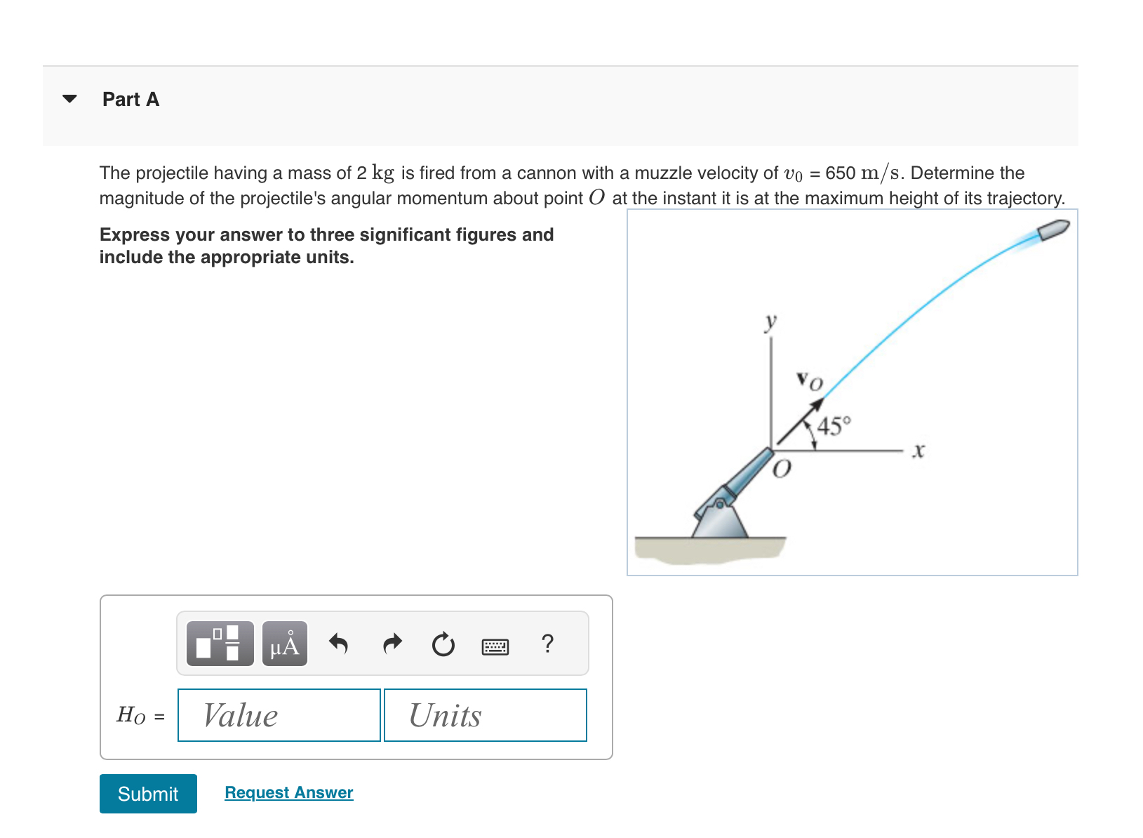 Solved Part AThe projectile having a mass of 2kg ﻿is fired | Chegg.com