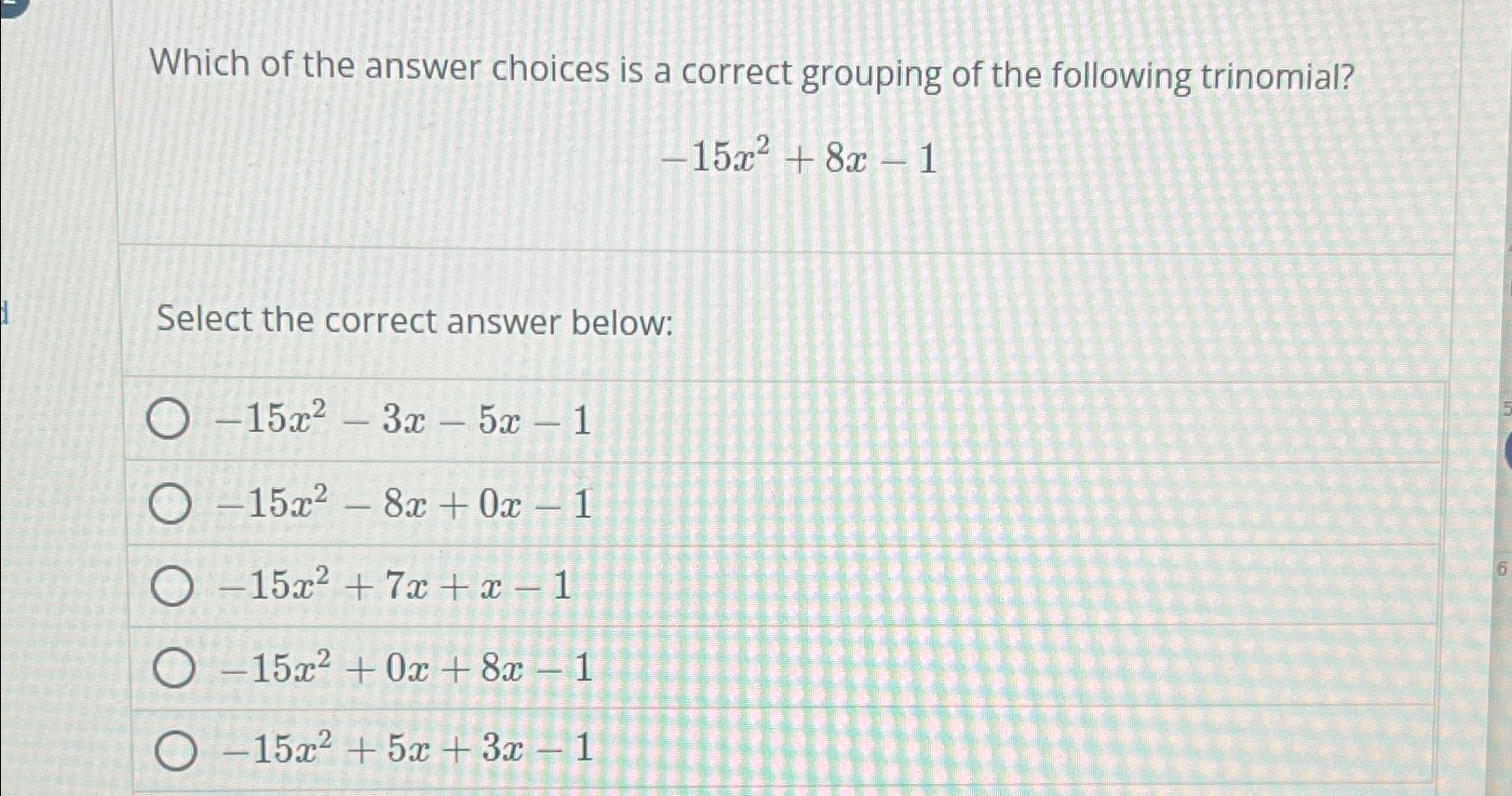 Solved Which of the answer choices is a correct grouping of | Chegg.com