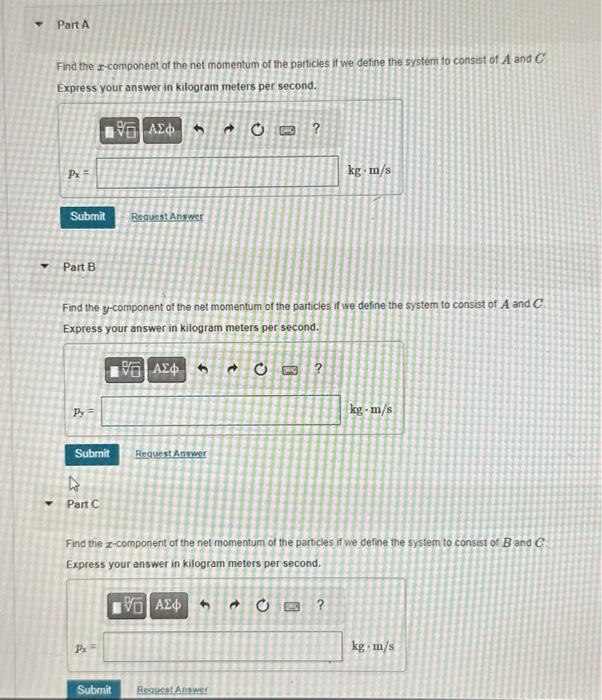 Solved Three objects A,B, and C are moving as shown in the | Chegg.com