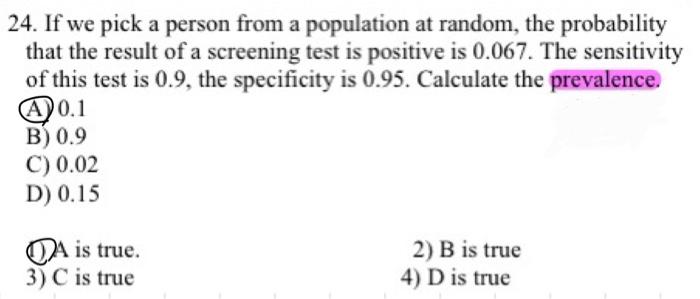 Solved 24. If we pick a person from a population at random, | Chegg.com