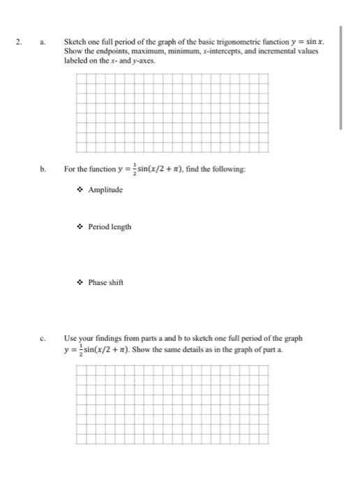Solved a. Sketch one full period of the graph of the basic | Chegg.com