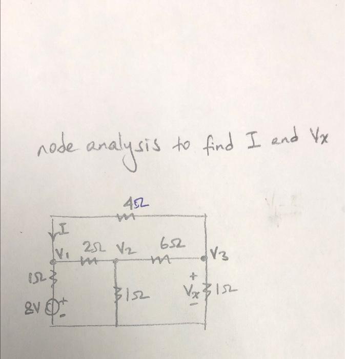 Solved node analysis to find I and Vx | Chegg.com
