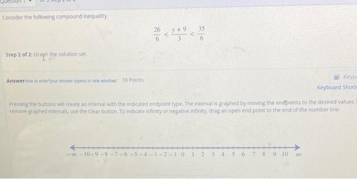 Solved Consider the following compound inequality 26 6 y + 9 | Chegg.com
