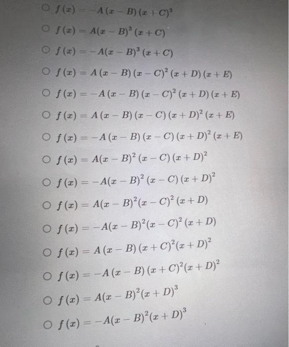 Solved Only one of the functions shown below can possibly | Chegg.com