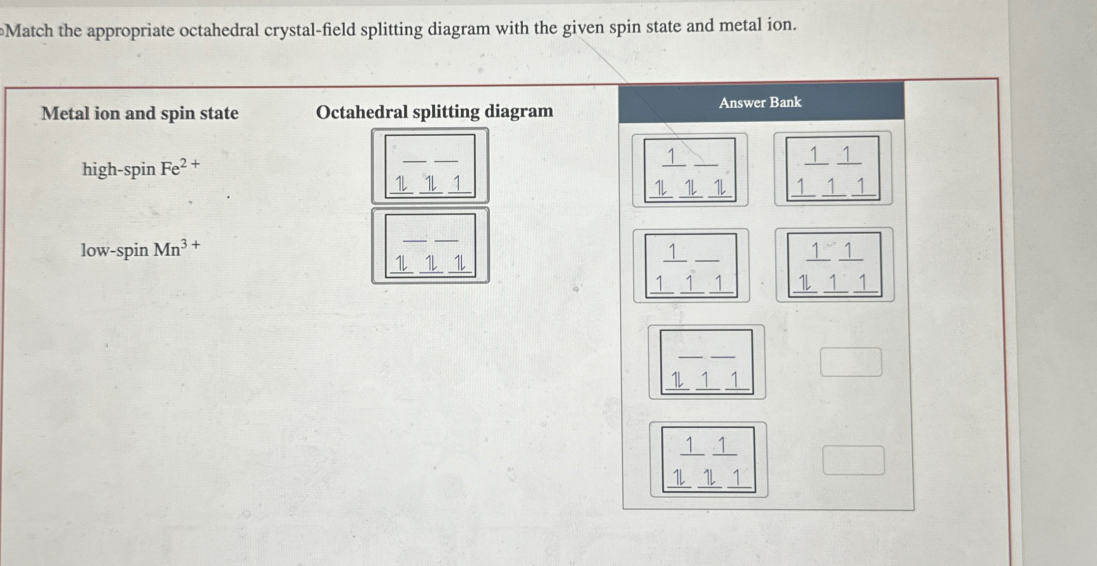Solved Match the appropriate octahedral crystal-field | Chegg.com
