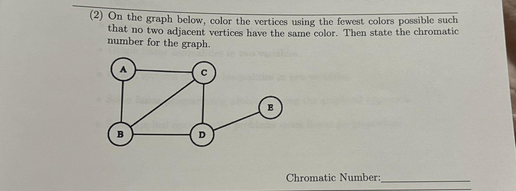 Solved (2) ﻿On the graph below, color the vertices using the | Chegg.com