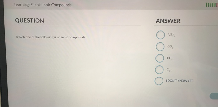 Solved Learning: Simple Ionic Compounds QUESTION ANSWER | Chegg.com