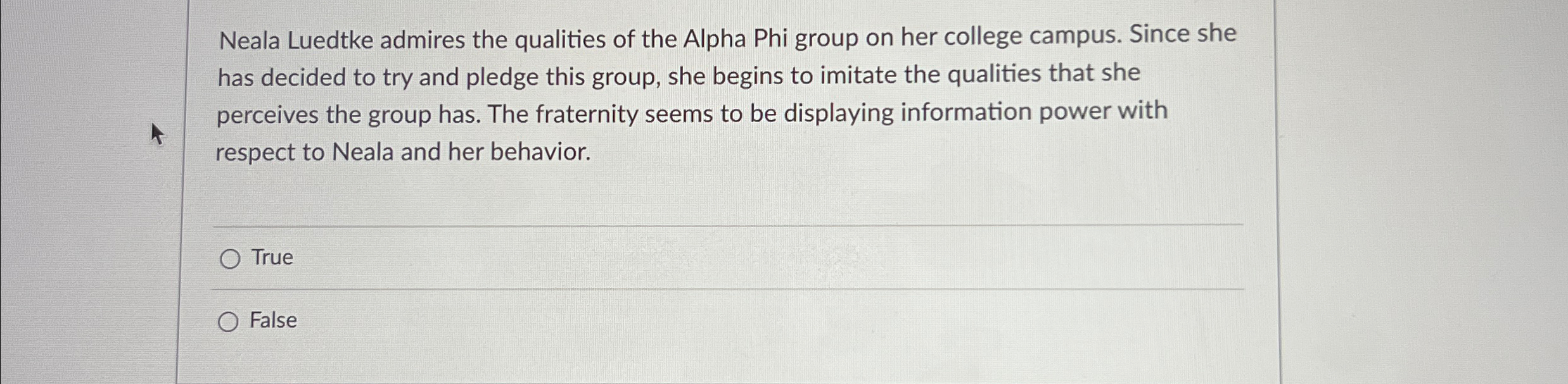 Solved Neala Luedtke admires the qualities of the Alpha Phi | Chegg.com