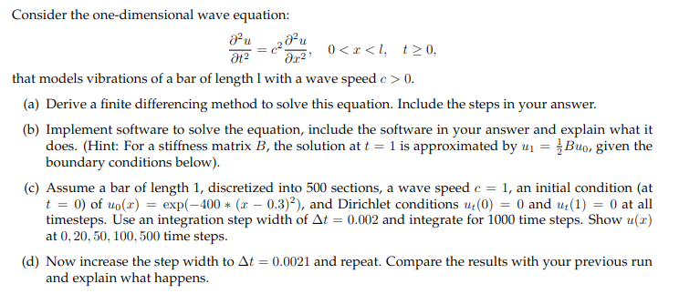 Consider the one-dimensional wave | Chegg.com