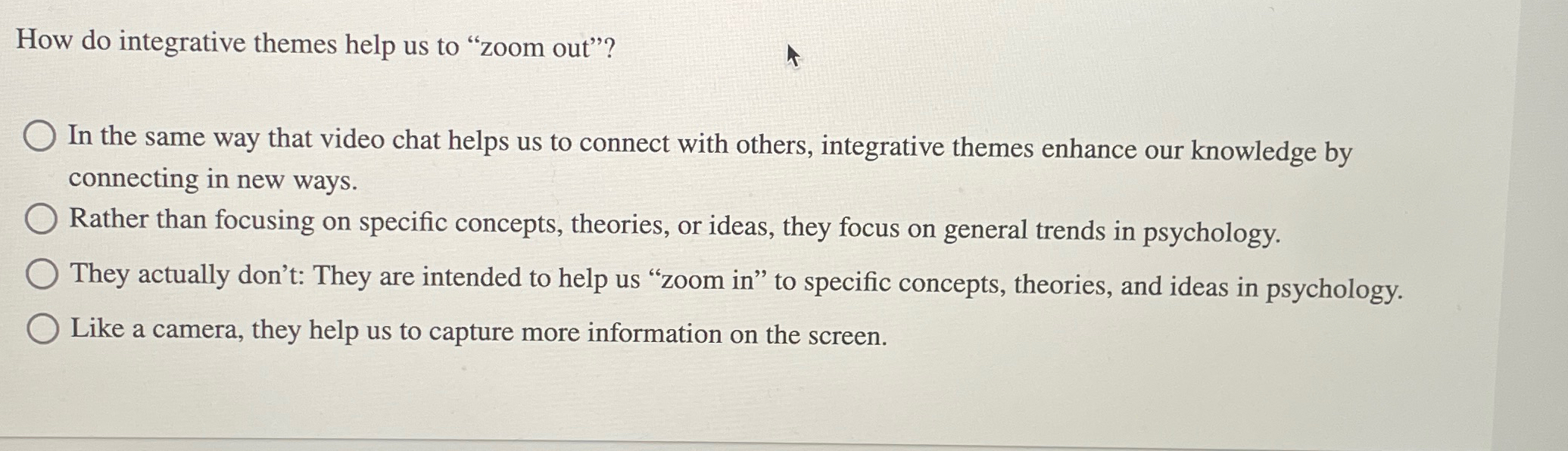 Solved How do integrative themes help us to "zoom out"?In | Chegg.com