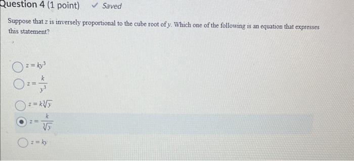 Solved Suppose that z is inversely proportional to the cube | Chegg.com