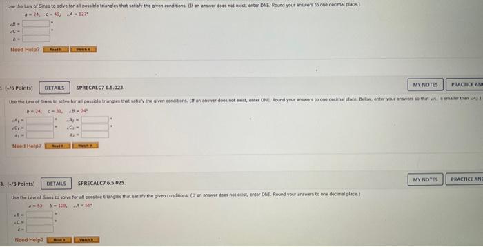 Solved A=24,c−49;∠A=1274 SPRECALC7 6.5.023. | Chegg.com