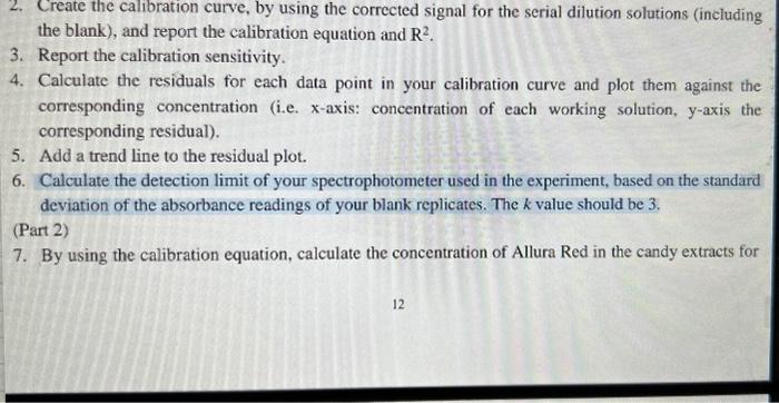 Solved question #6 is asking to calculate detection limit. | Chegg.com