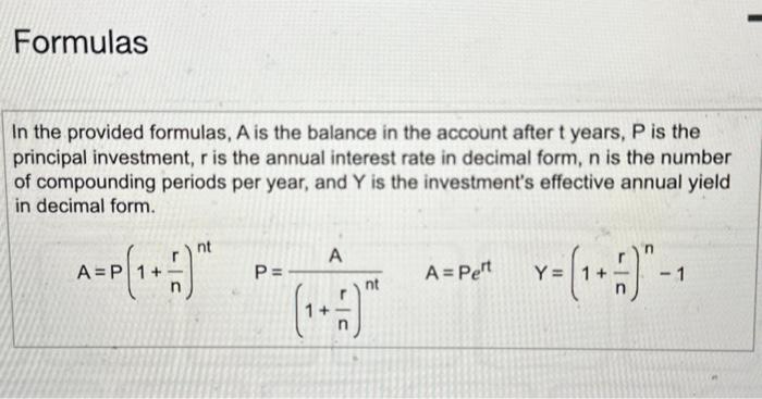 The principal represents an amount of money deposited | Chegg.com