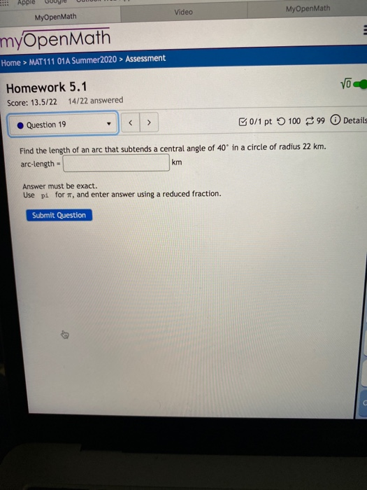 Solved Apple Video MyOpenMath MyOpenMath myOpenMath Home > | Chegg.com