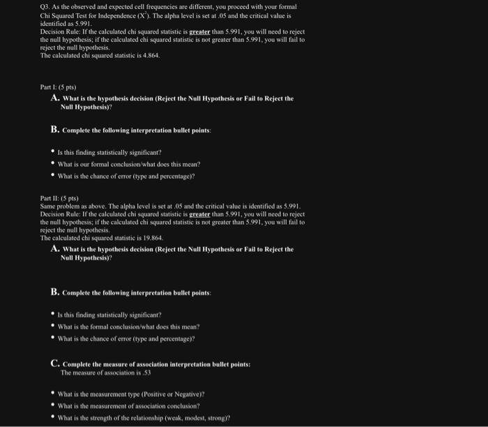 Solved Q3. As the observed and expected cell frequencies are | Chegg.com