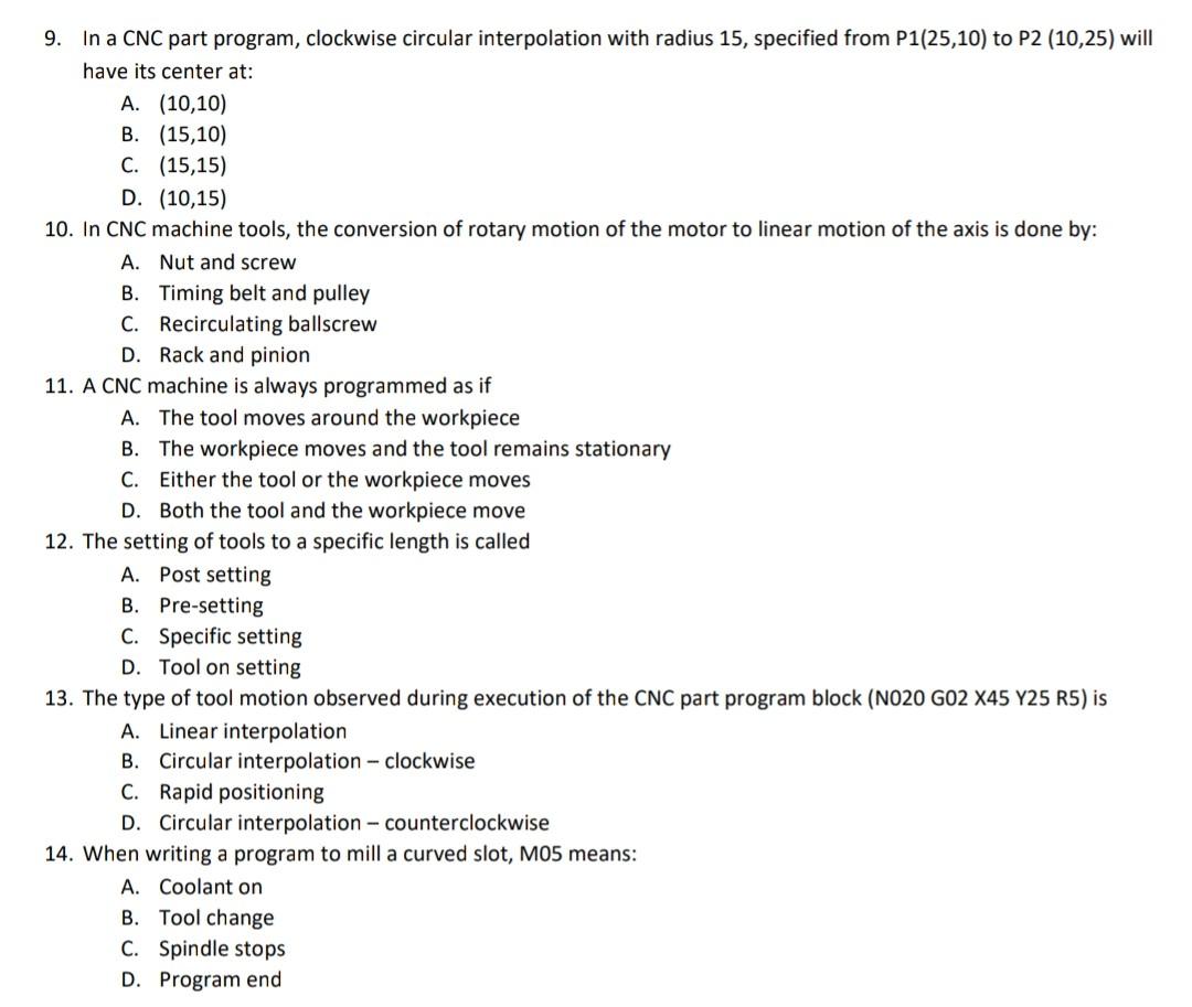 Solved 1. In CNC machine tools, the motors used to control | Chegg.com