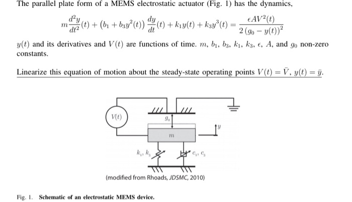 Solved The parallel plate form of a MEMS electrostatic | Chegg.com