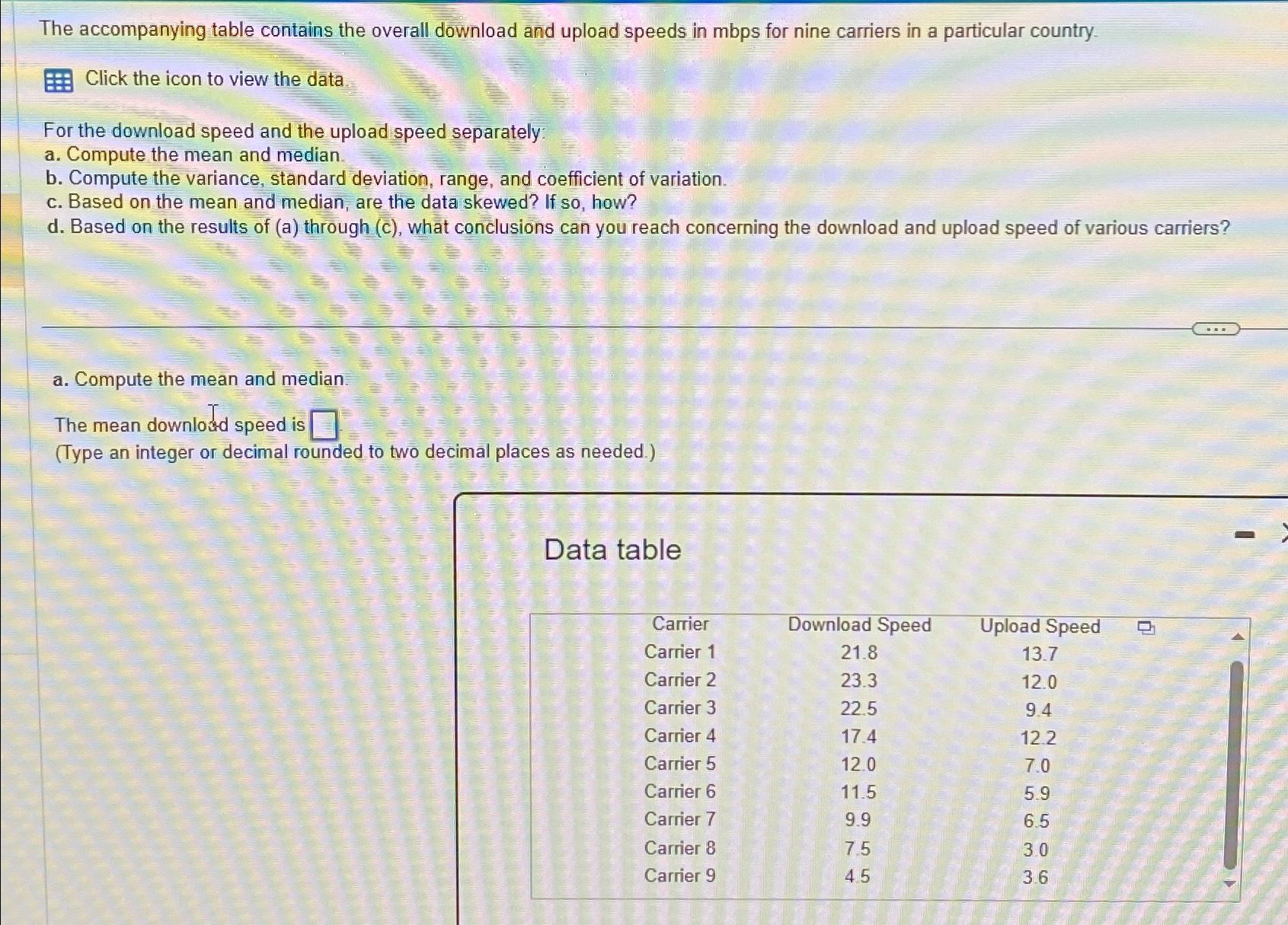 Solved The accompanying table contains the overall download | Chegg.com