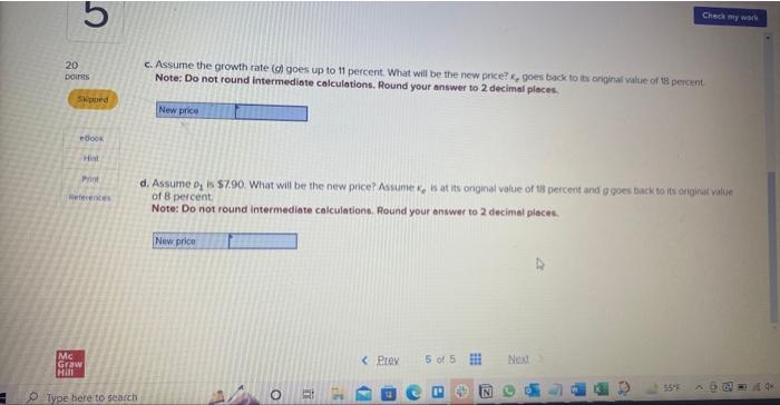 Solved Problem 10-29 (Algo) Common stock value under | Chegg.com
